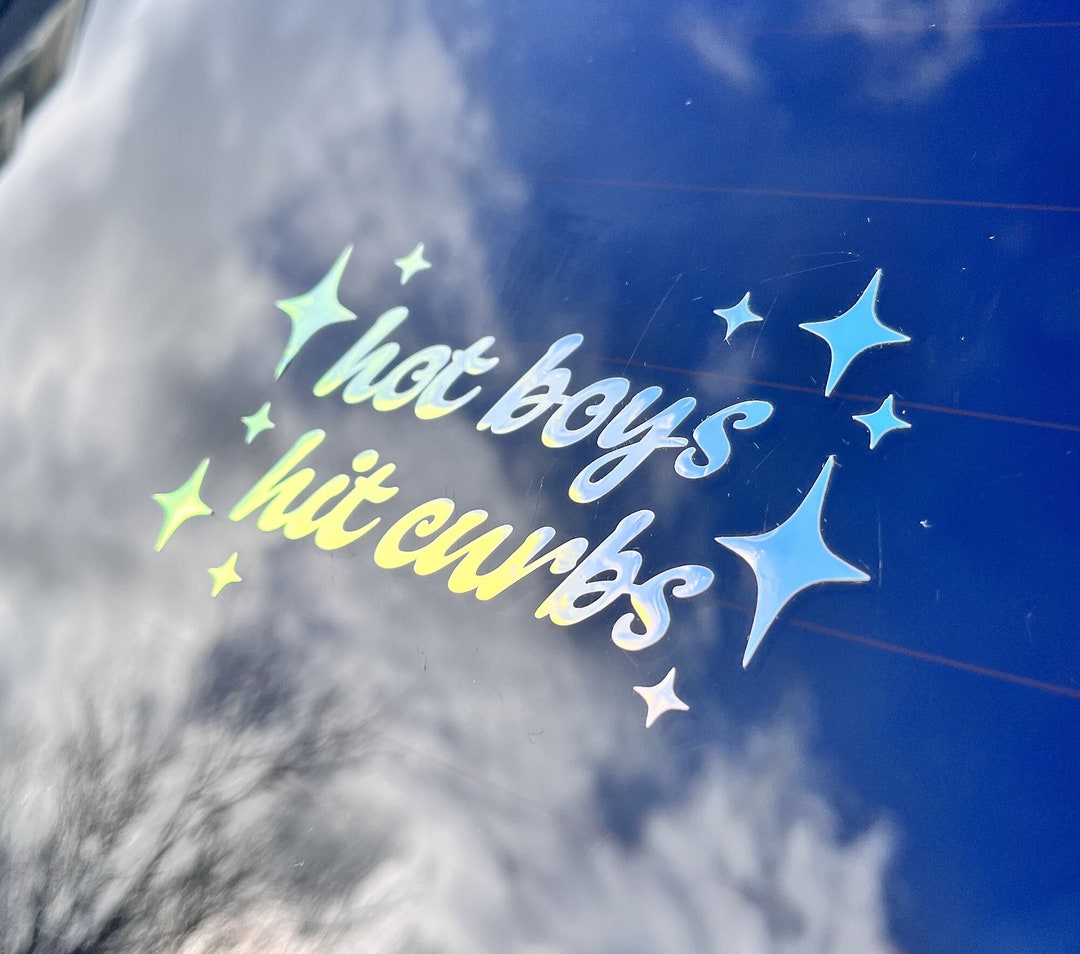 Hot Boys Hit Curbs Cute Funny Bumper Sticker 4.5inx2in 6.5x3 in ...