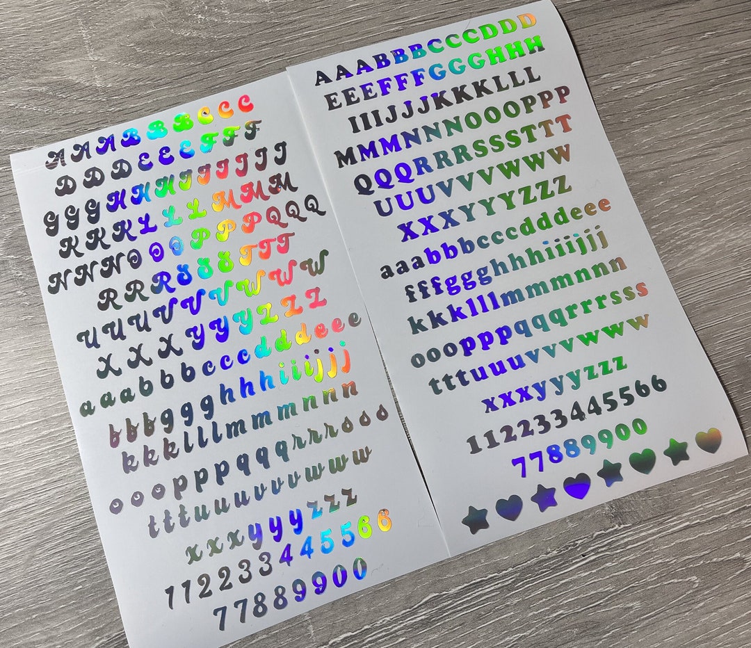 Journal Lettering Stickers | Holographic Vinyl Alphabet Sheet | Mini ...