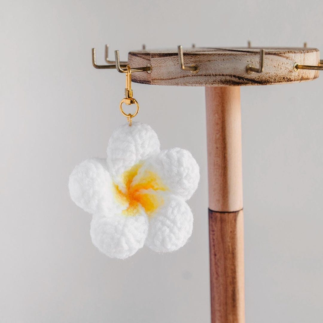 Crochet Plumeria Keychain | Island Accessory | Islander | Bag Charm ...