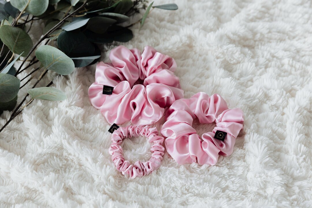 Pink Satin Scrunchie | Large Scrunchie | Medium Scrunchie | Small ...