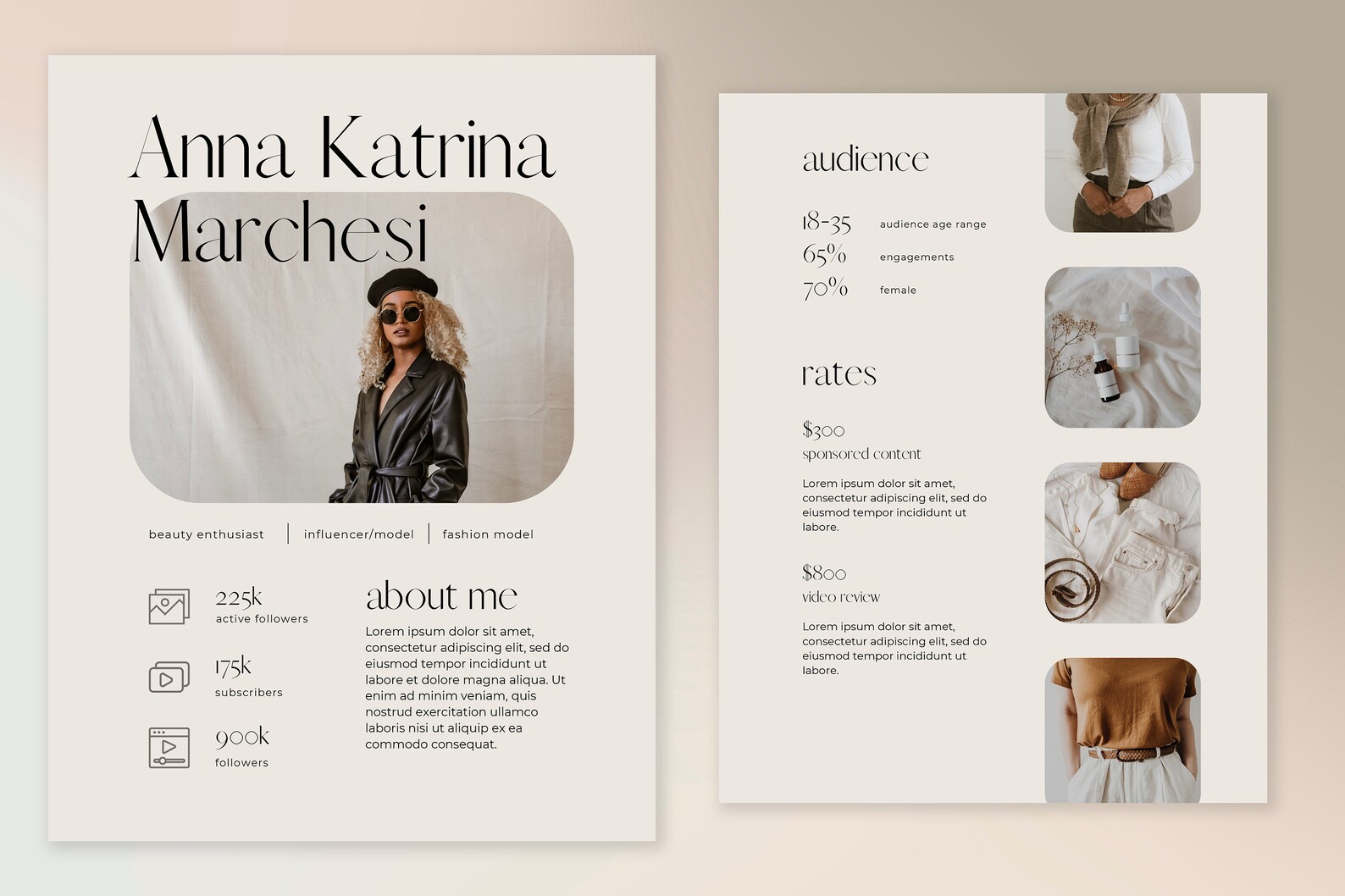 2 Page Media Kit Instagram Influencer, Blogger Media Kit, Rate Sheet ...