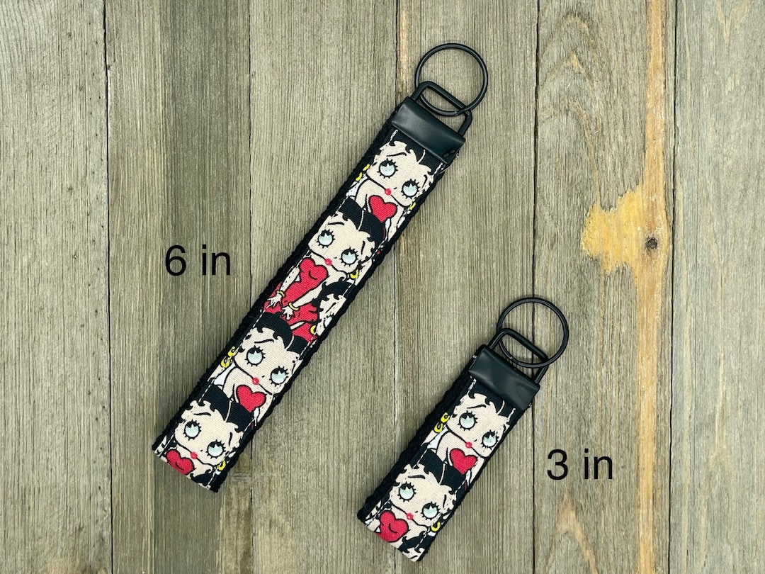 Betty Boop Print Car Key Fob for House Keys, Wristlet Keychain, Keyring ...