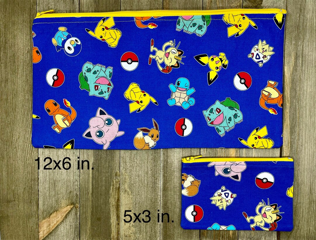 Pokémon Blue Print Zippered Pouch/pencil Case/makeup Bag / Coin Purse ...