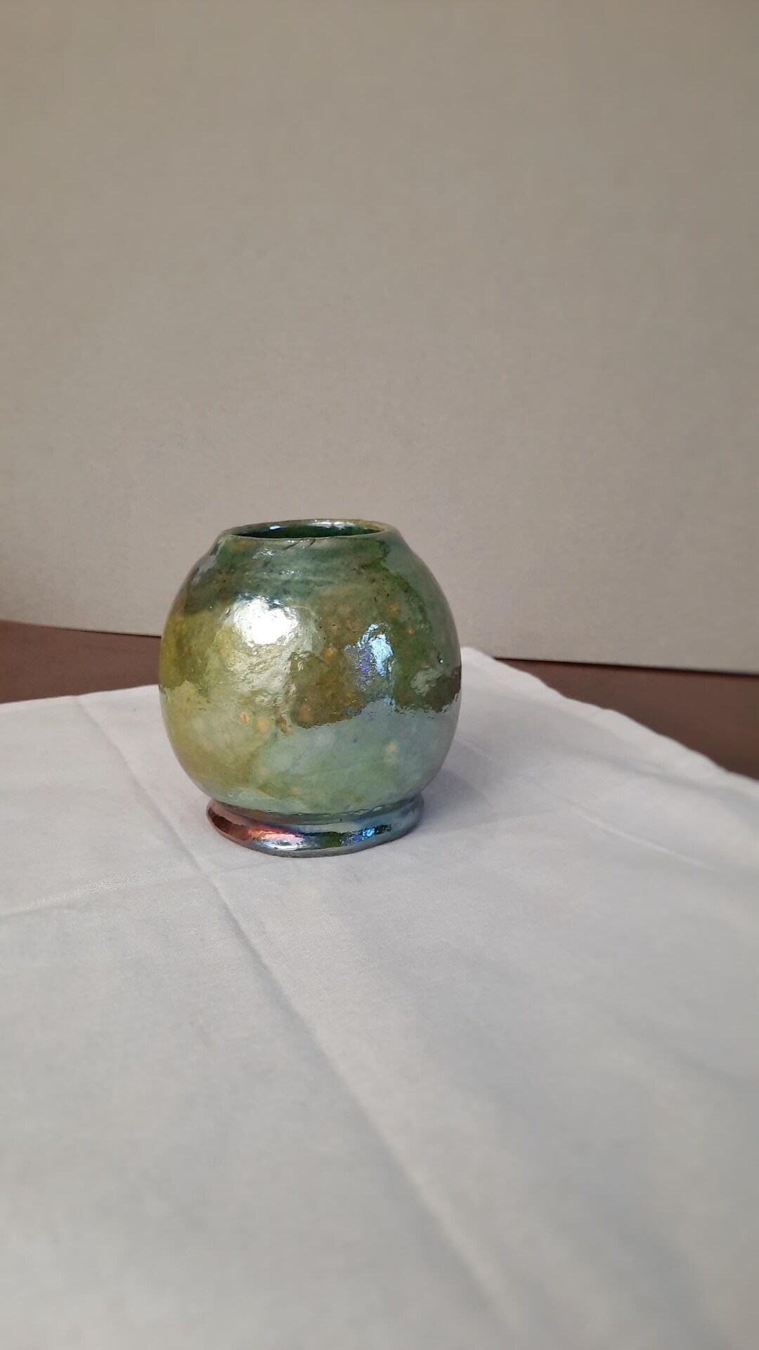 Small Raku Fired Ceramic Vase With Jade Green Raku Glaze Finish - Etsy