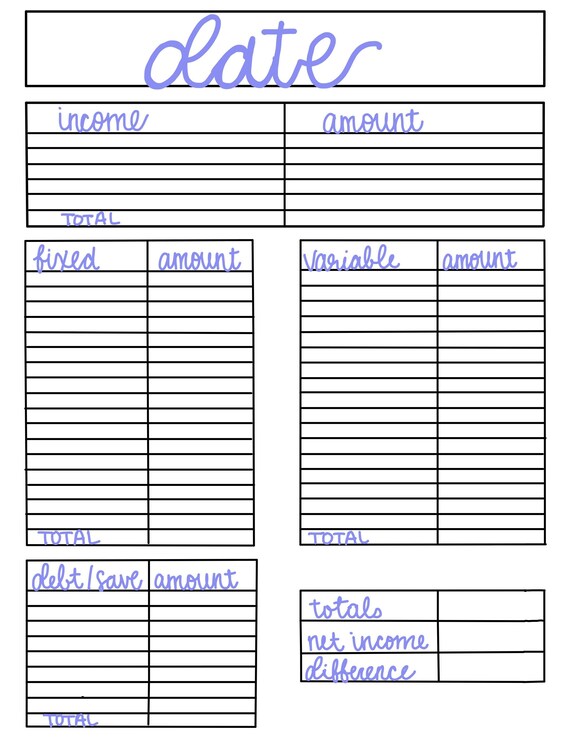 Fixed And Variable Expenses Budget