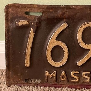 Antique 1942 Massachusetts License Plate Tag 76973 Vintage - Etsy