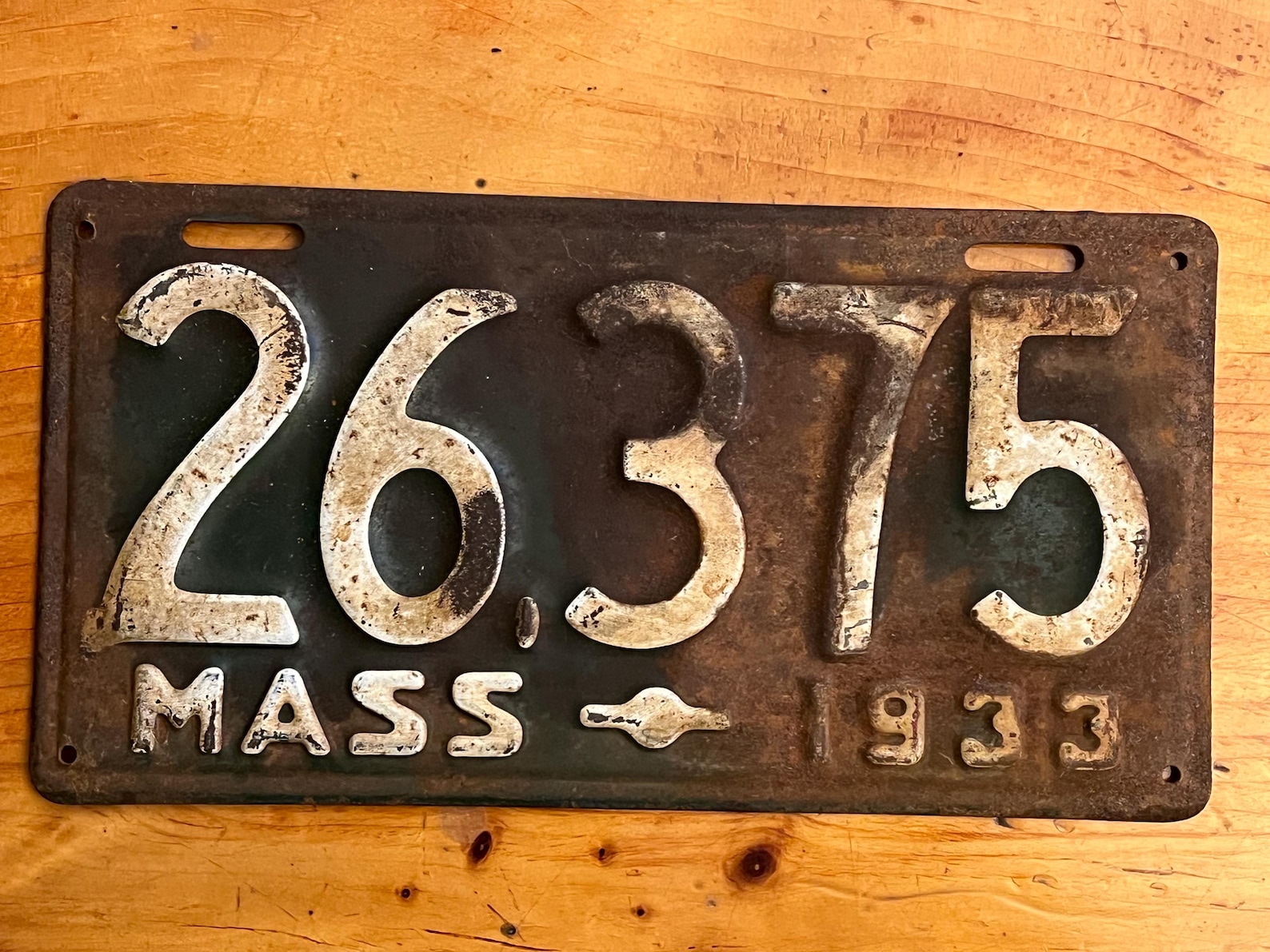 Antique 1933 Massachusetts License Plate Tag 26375 Vintage - Etsy