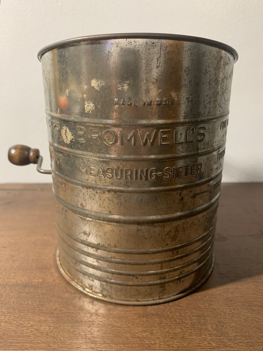 Vintage Bromwell’s Measuring Sifter With Wooden Handle USA Made ...
