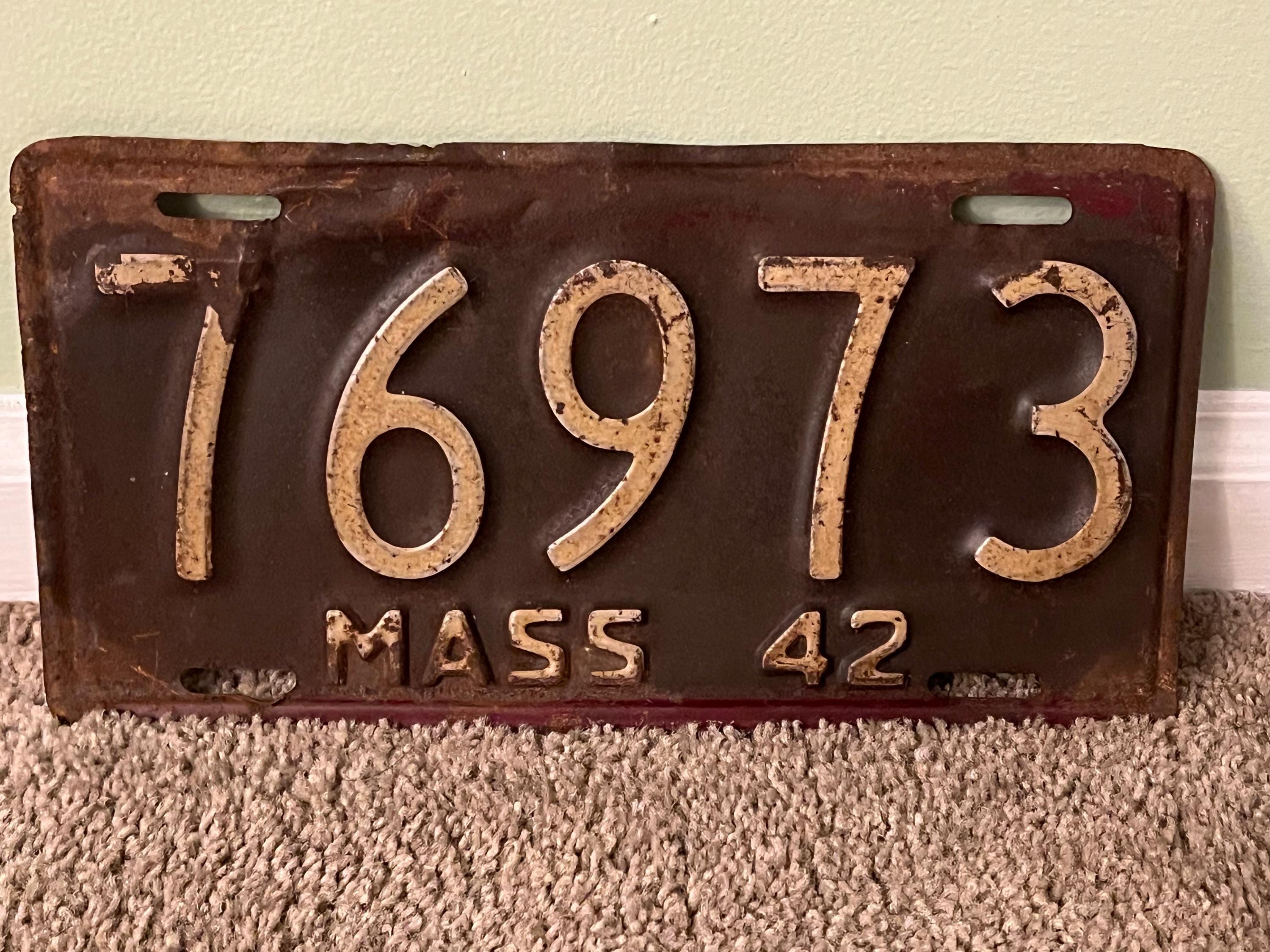 Antique 1942 Massachusetts License Plate Tag 76973 Vintage - Etsy
