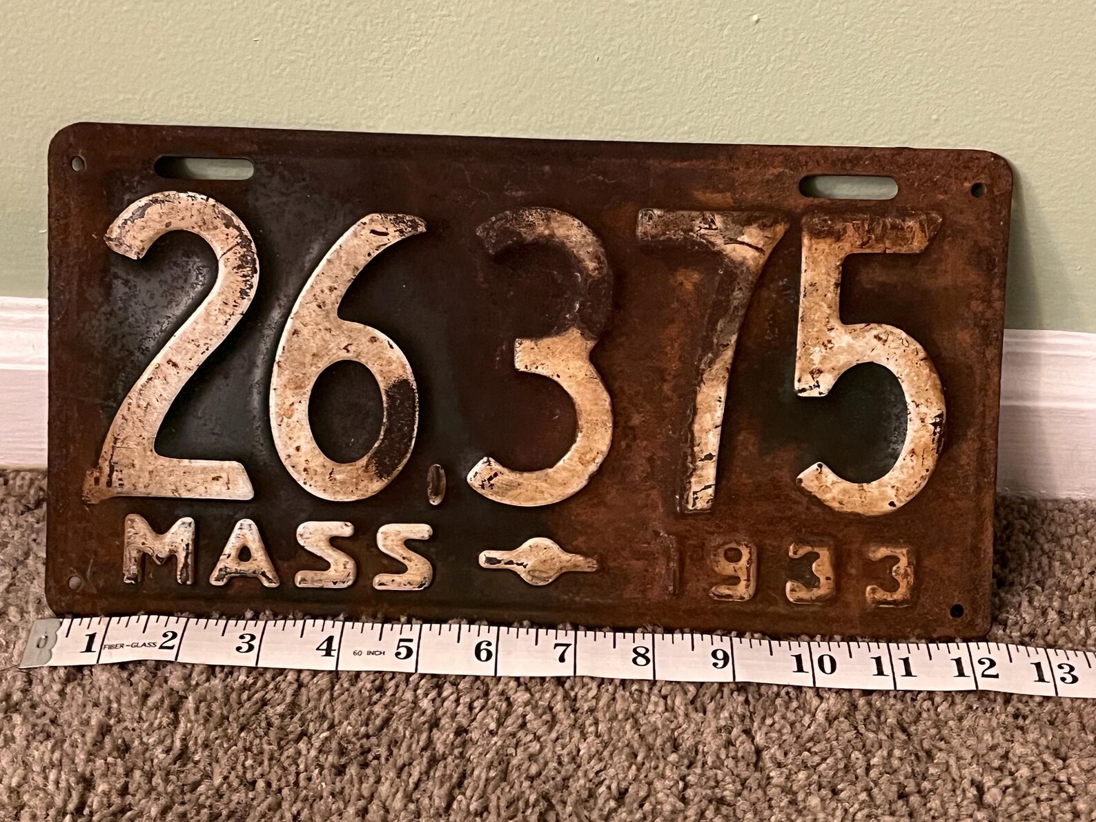 Antique 1933 Massachusetts License Plate Tag 26375 Vintage - Etsy