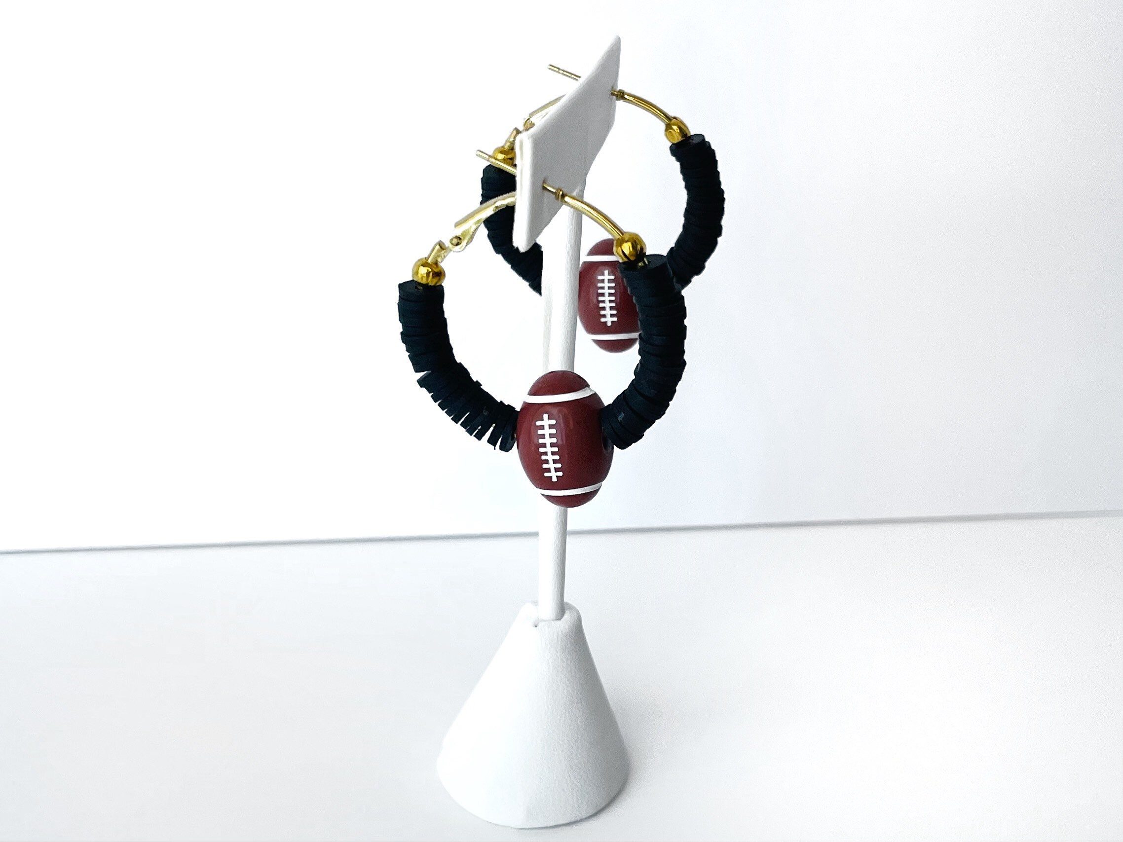 Football Hoop Earrings, School Football Jewelry, Game Day Earrings ...