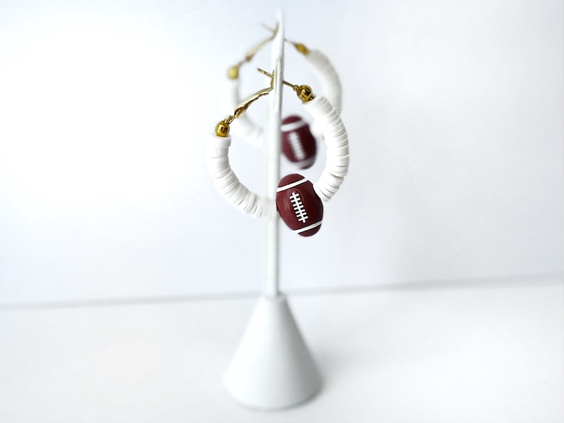 Football Hoop Earrings, School Football Jewelry, Game Day Earrings ...