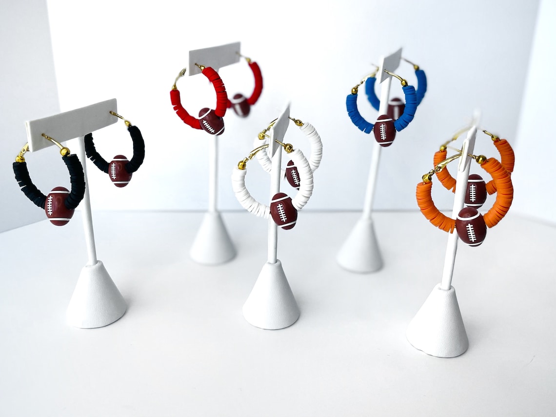 Football Hoop Earrings School Football Jewelry Game Day - Etsy