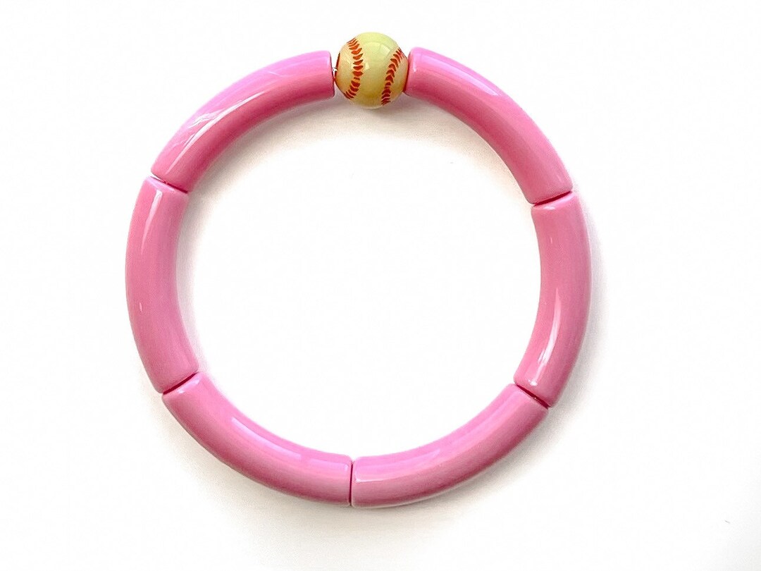 Pink Softball Bracelet, Pink Softball Jewelry, Softball Accessories ...