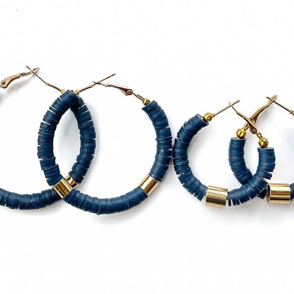 Blue Hoop Earrings - Etsy
