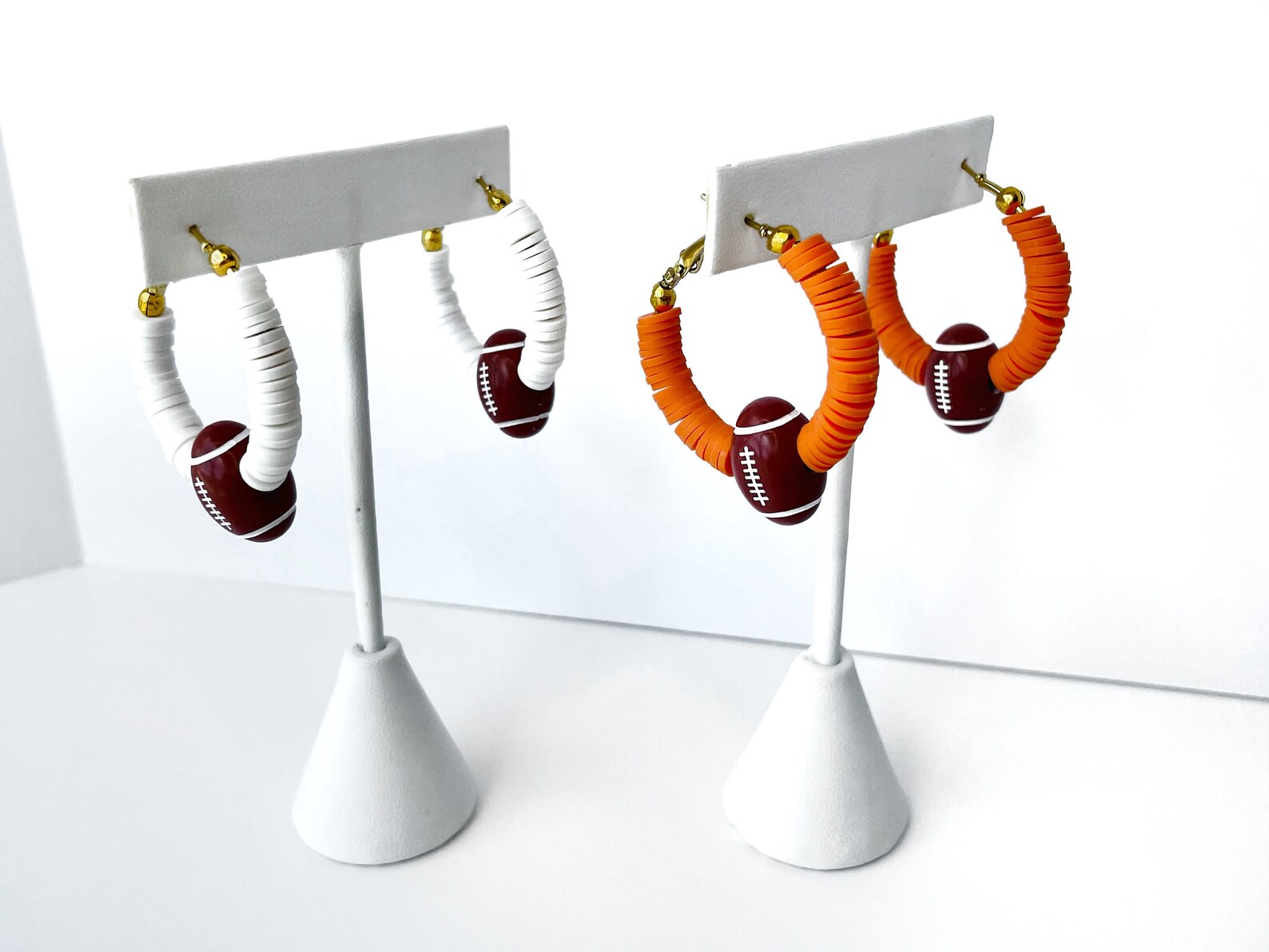 Football Hoop Earrings, School Football Jewelry, Game Day Earrings ...