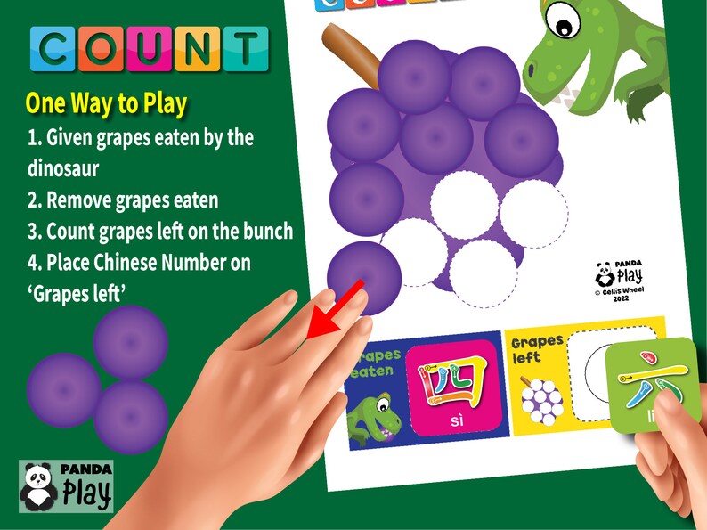 COUNTING in CHINESE - Learn Numbers in Chinese, Dinosaur Eating Grapes ...