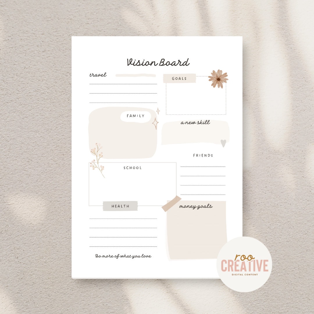 Teen Vision Board | Teen New Years Goal Sheet | Goal Setting Printable ...