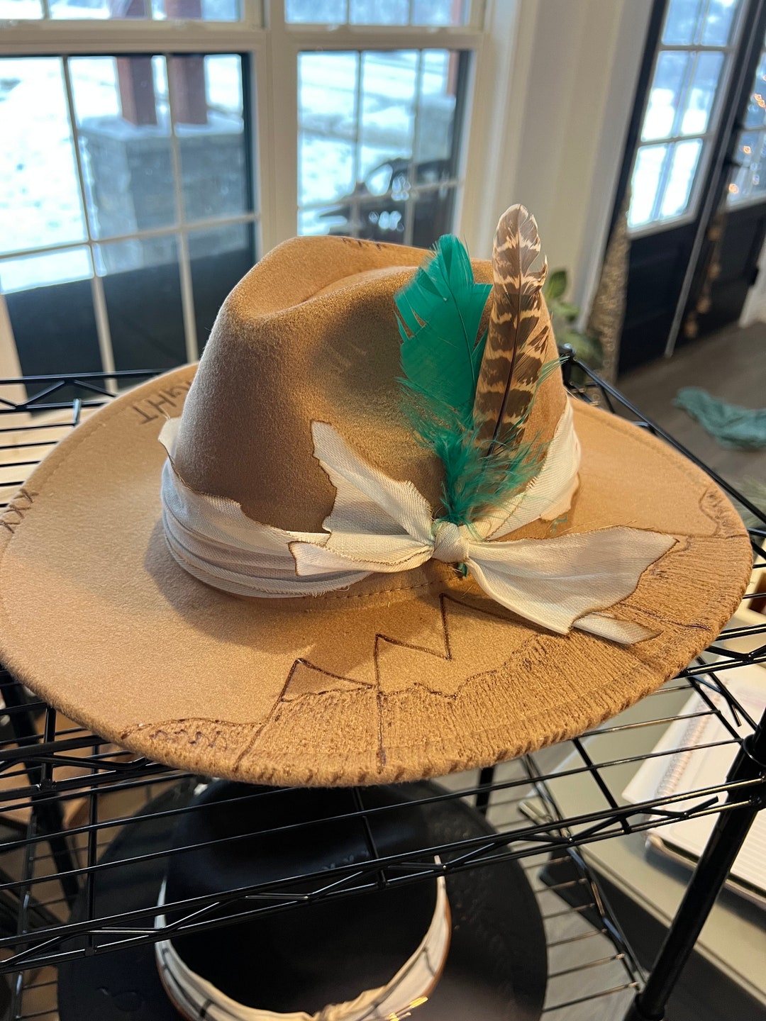 Walk by Faith Hand Burned Black & Plaid Felt Boho Hat, Western Hat ...