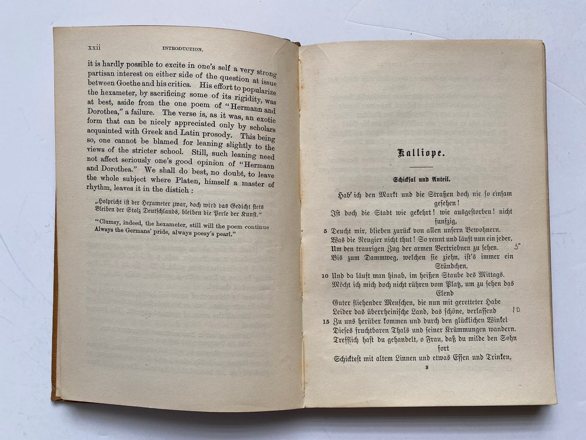 RARE Hermann Und Dorothea Von Goethe (in German) Edited With ...