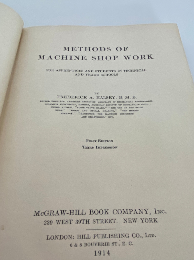 RARE 1914 Methods of Machine Shop Work Vintage Reference Book First ...