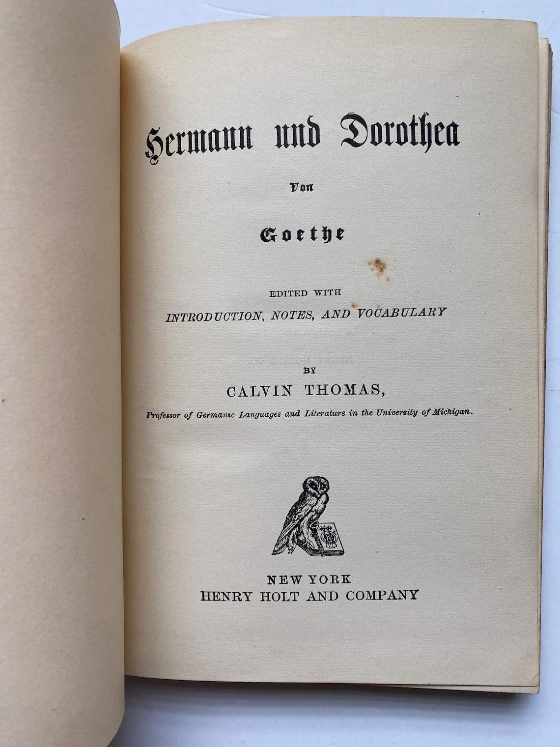 RARE Hermann Und Dorothea Von Goethe in German Edited With Introduction ...