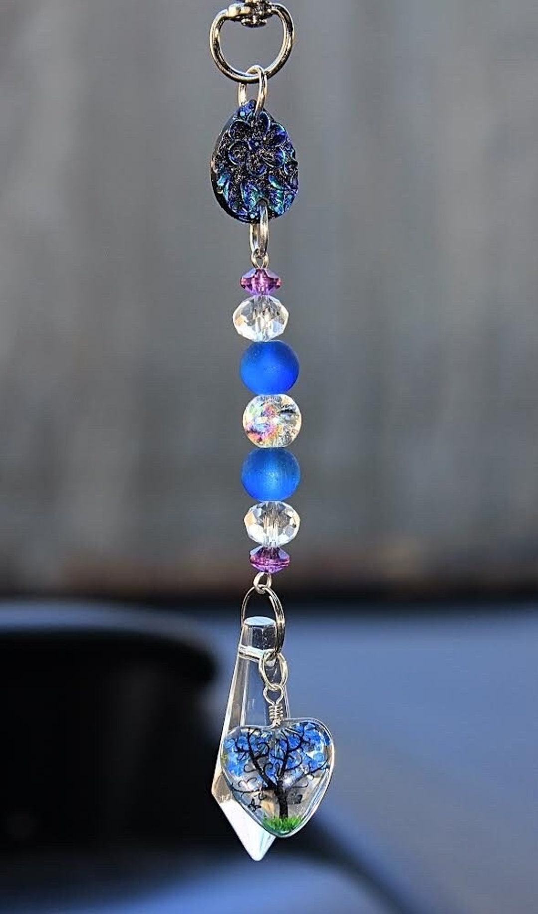 Blue Tree With Chandelier Crystal Car Charm - Etsy