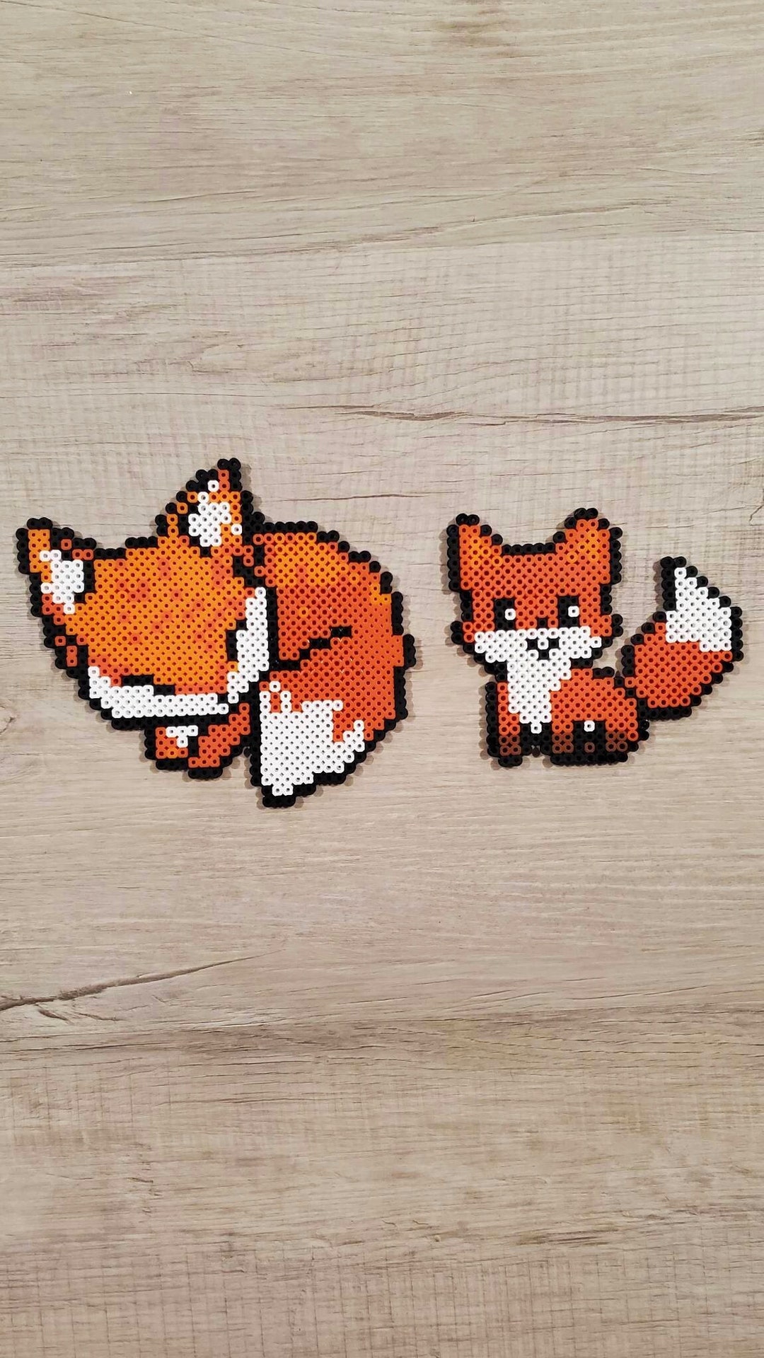 Foxes Sleepy Fox Happy Fox Cute Perler Bead Foxes - Etsy