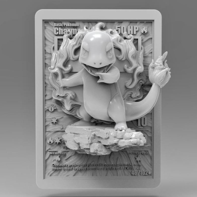 Charmander - 3D Pokémon Card | 16K Resolution Resin Model | Display ...