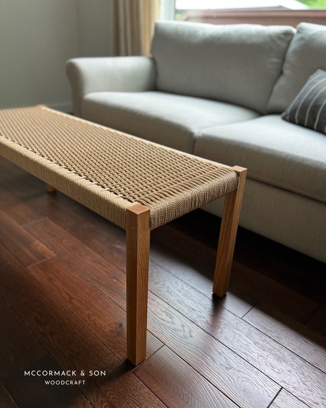 Timeless Danish Cord Bench, Mid-century Modern Style - Etsy