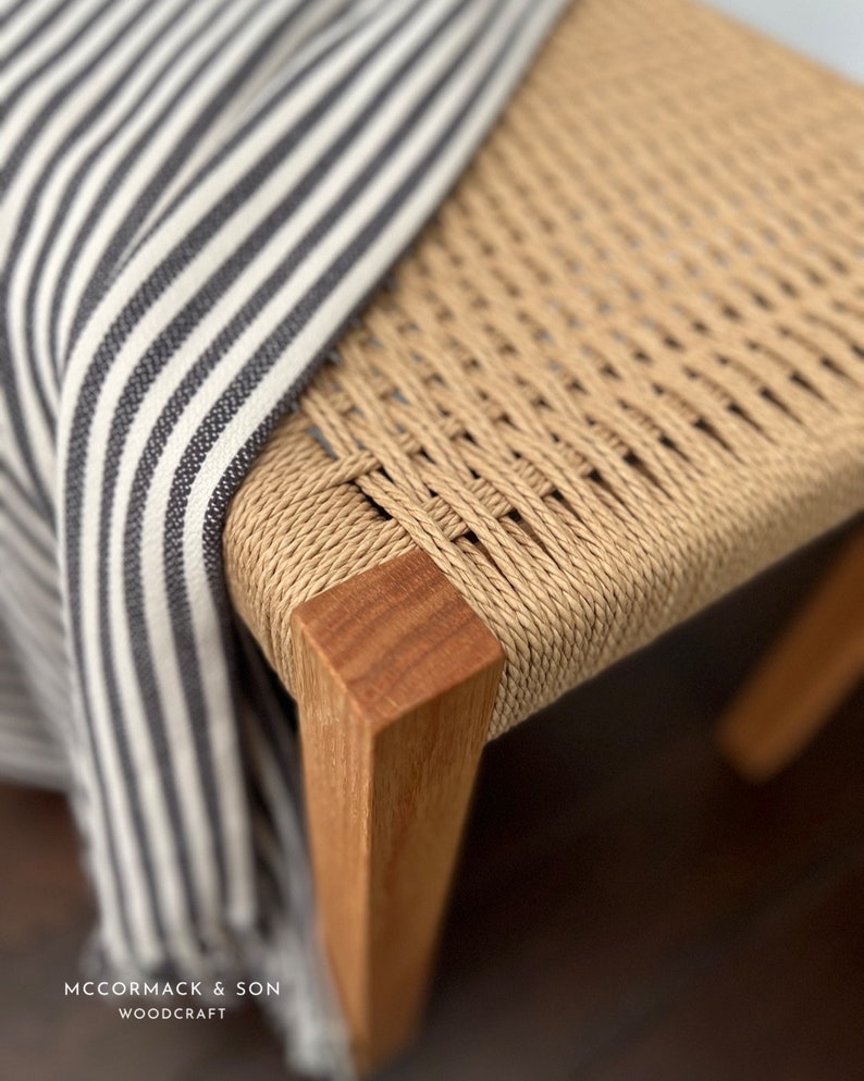 Timeless Danish Cord Bench, Mid-century Modern Style - Etsy