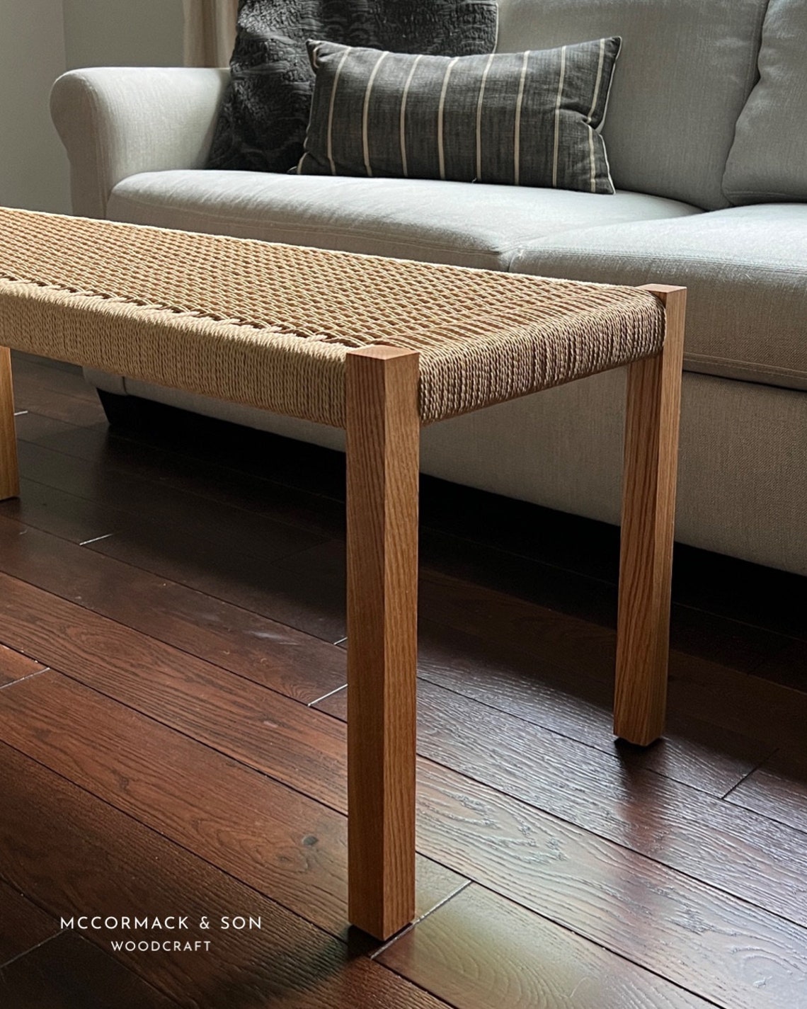 Timeless Danish Cord Bench, Mid-century Modern Style - Etsy