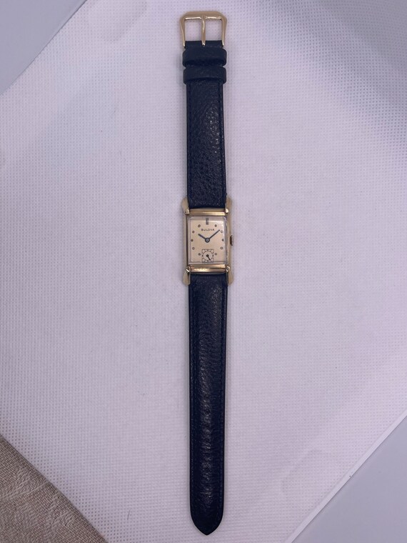 Vintage Bulova Tank Heavy 14K Gold Watch 21mm Wide an… - Gem