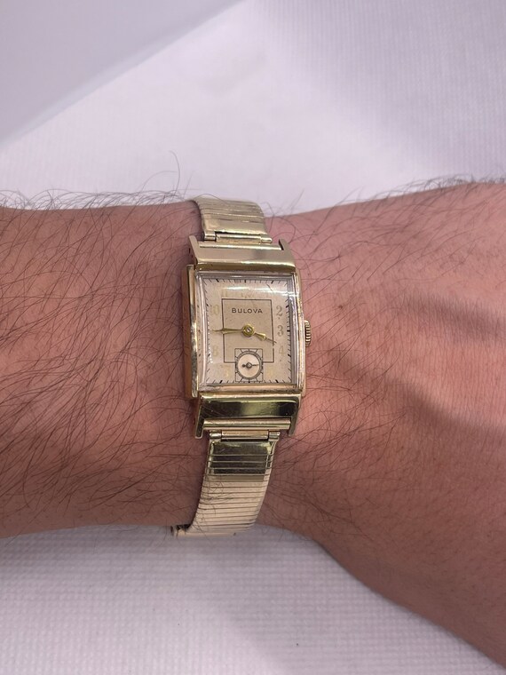 Vintage Bulova Tank 1945 10K Gold Filled 21.5mm Wide … - Gem