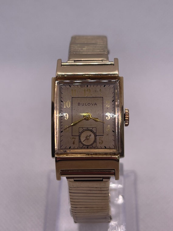 Vintage Bulova Tank 1945 10K Gold Filled 21.5mm Wide … - Gem
