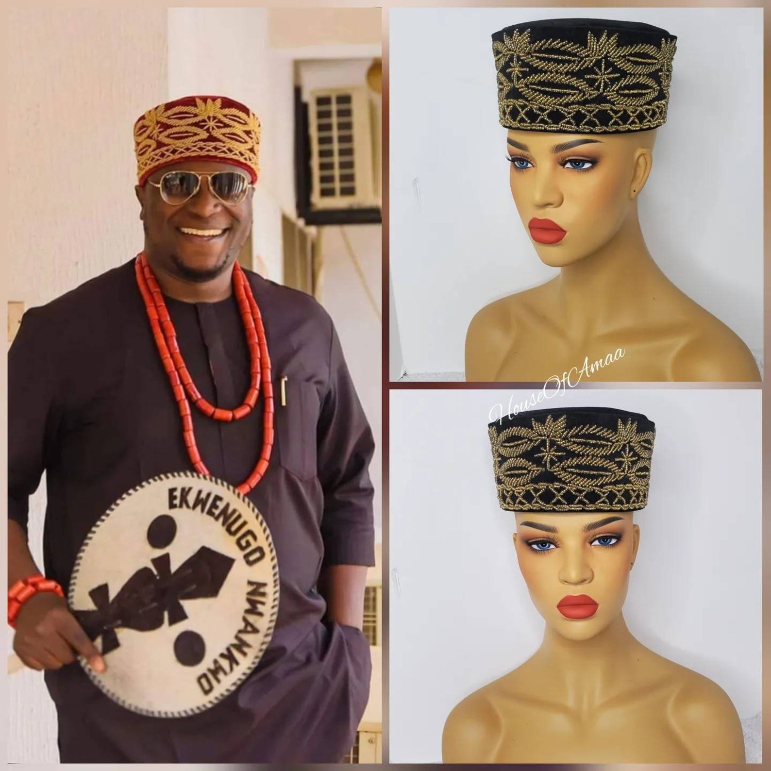 Awolowo Cap/beaded Cap /beaded Awolowo Cap Made With MARCO. Firm ...