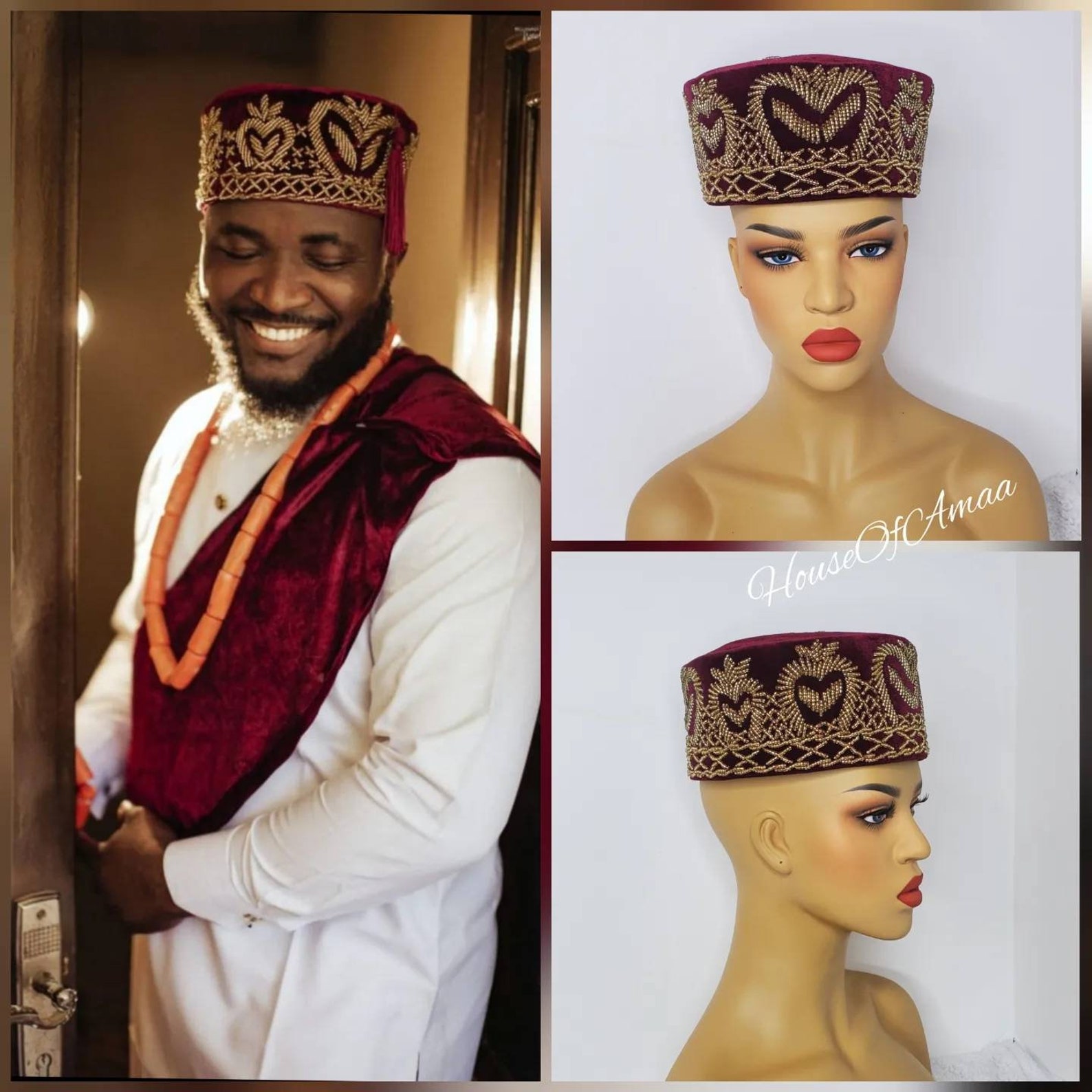 Awolowo Cap/beaded Cap /beaded Awolowo Cap Made With MARCO. Firm ...