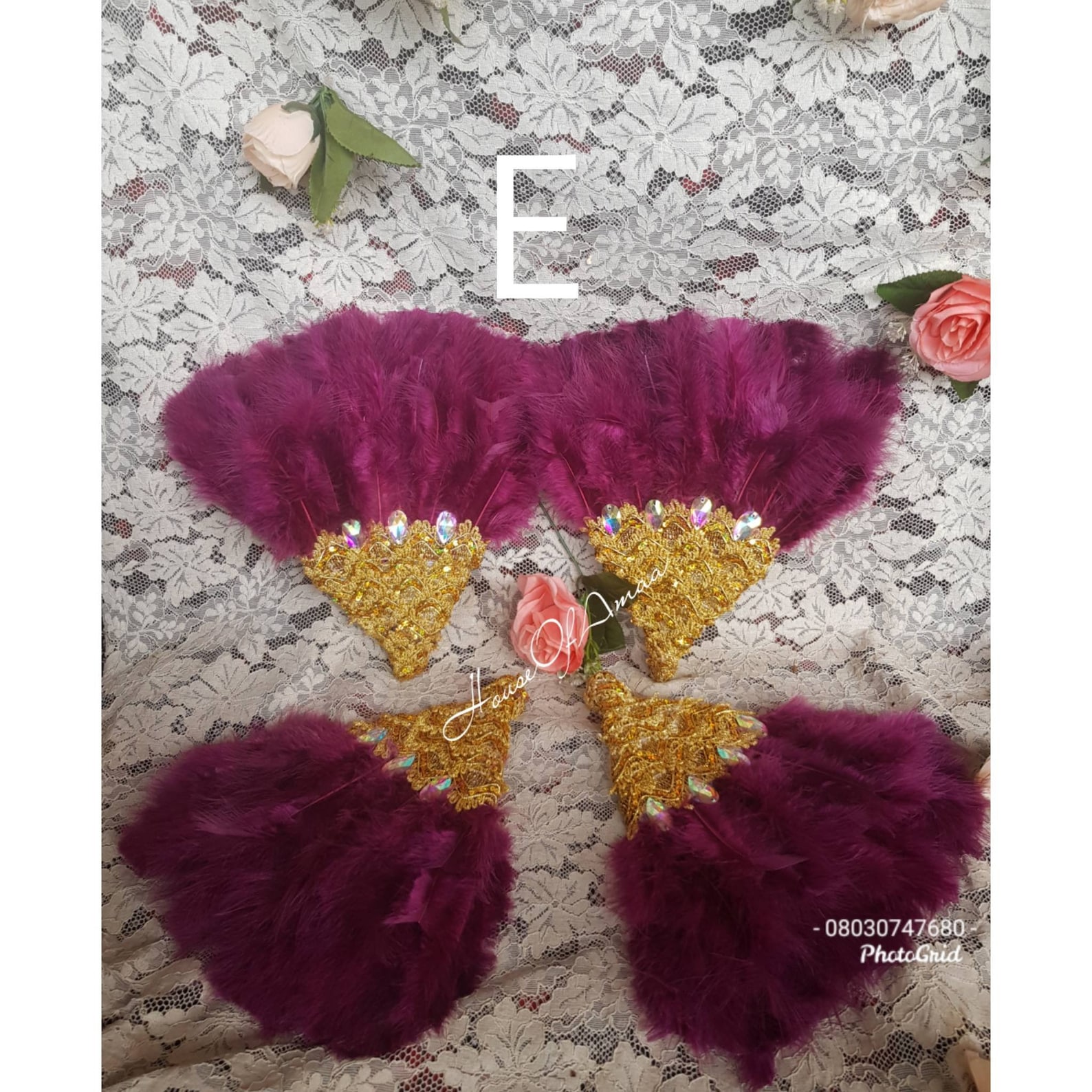 5 Pieces Asoebi Bridal Handfan | Feather Handfan | Traditional Marriage ...