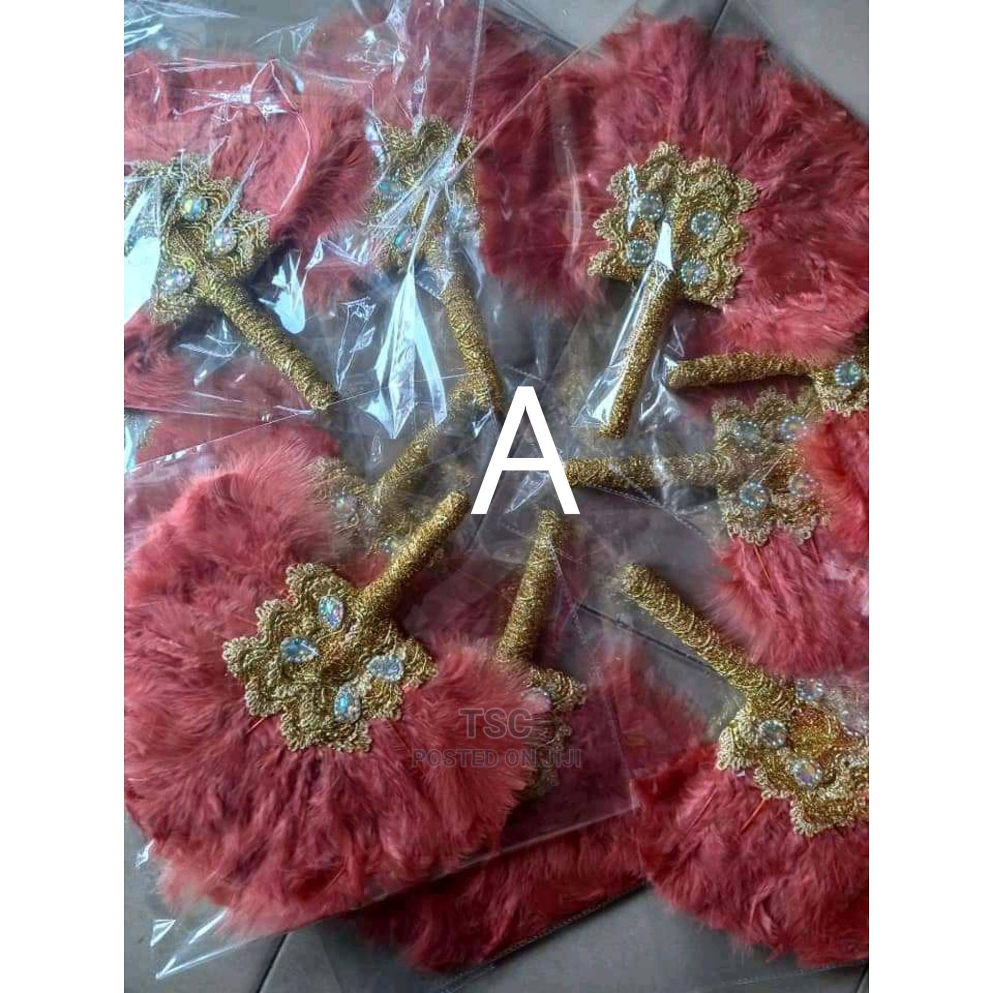 5 Pieces Asoebi Bridal Handfan | Feather Handfan | Traditional Marriage ...