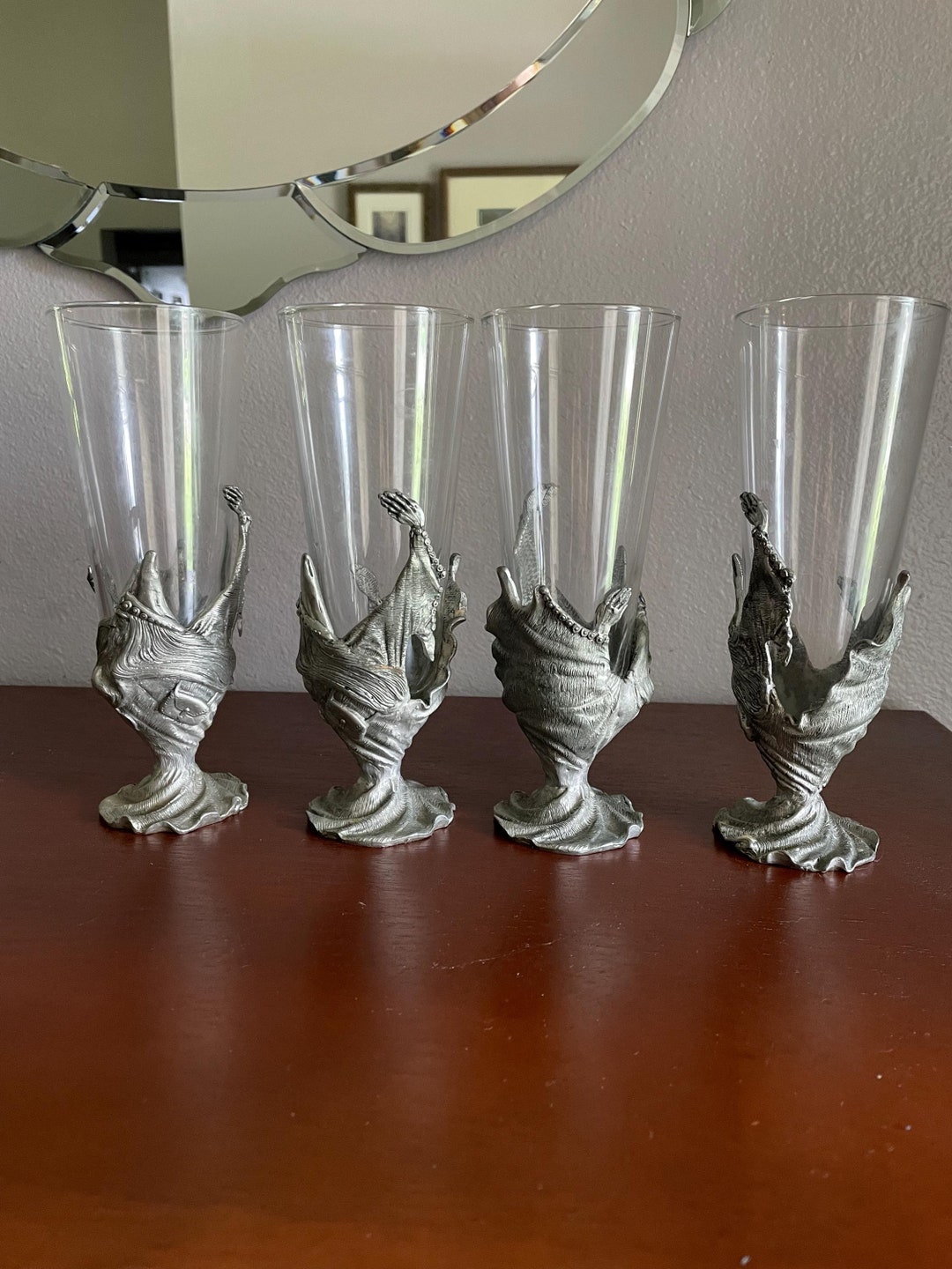 Ballena Bay Wizard Goblet Pilsner - Pewter and Glass - Set of Four - Etsy