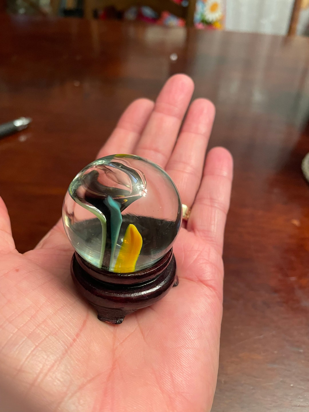 Floating Bubble Glass Paperweight on Stand TINY - Etsy