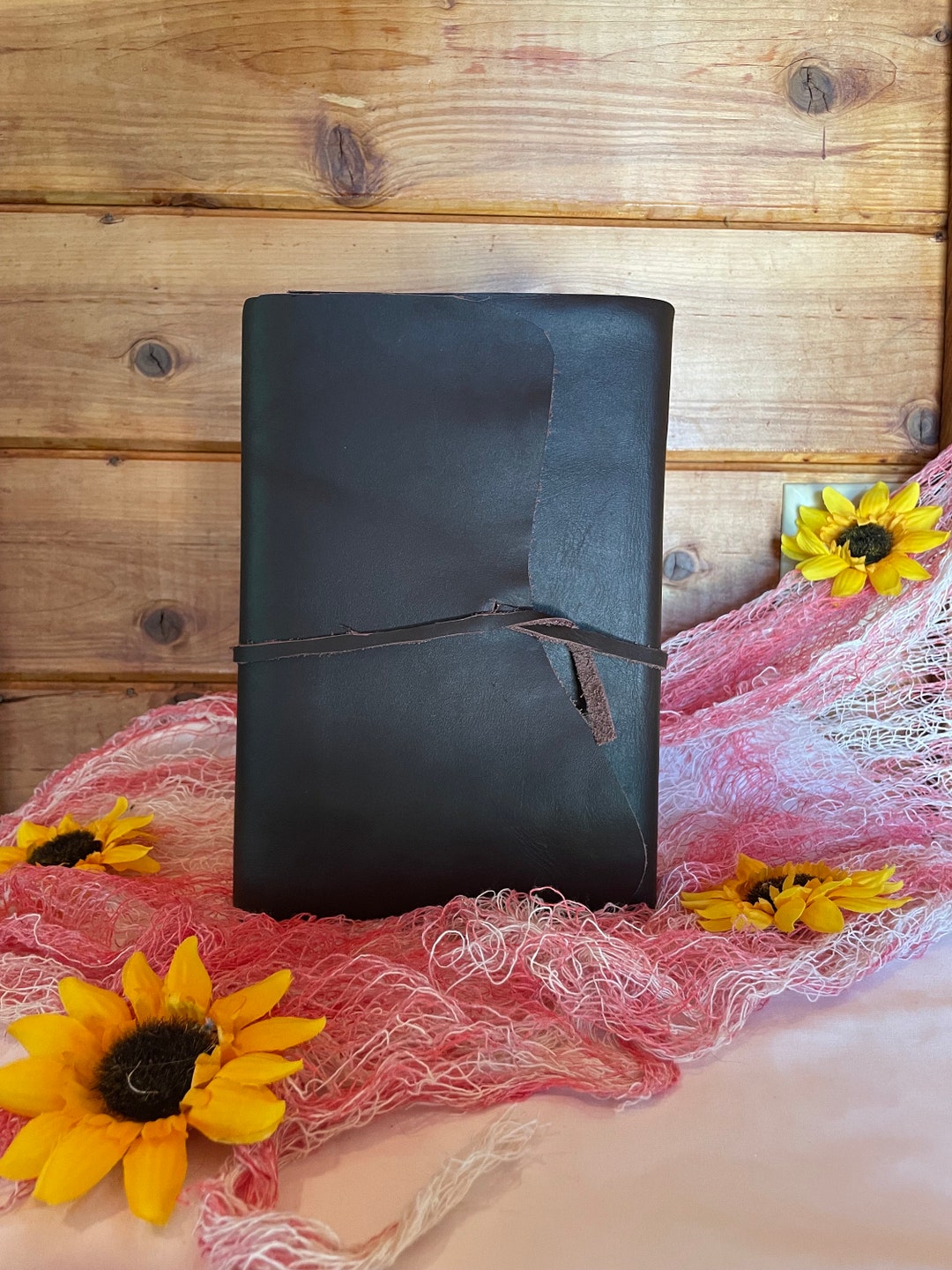 Wrap Homemade Book. Real Leather Cover. Home Made With Recycled Paper ...