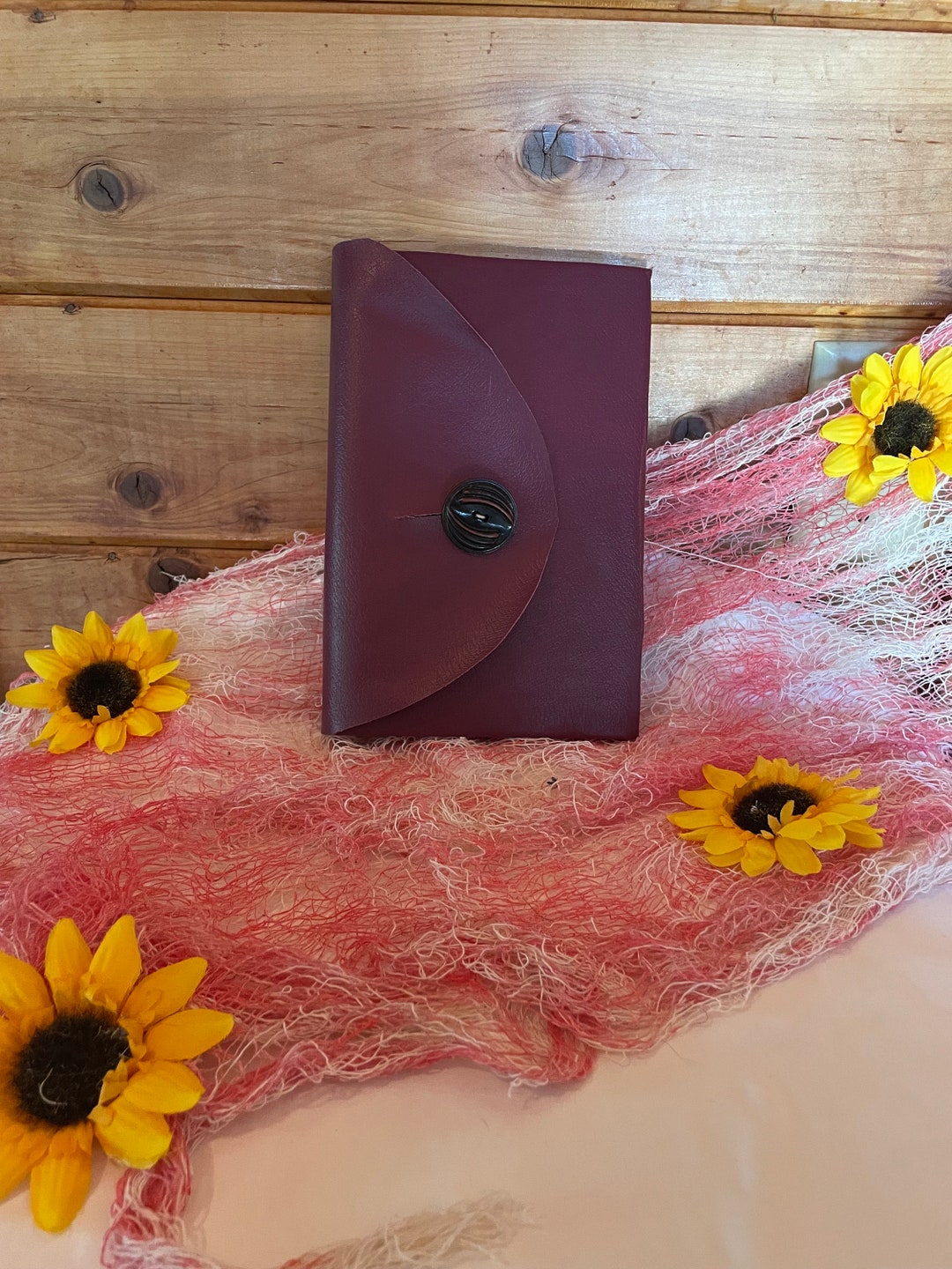Homemade Book. Faux Leather Wrap Cover With Purple End Pages. Home Made ...