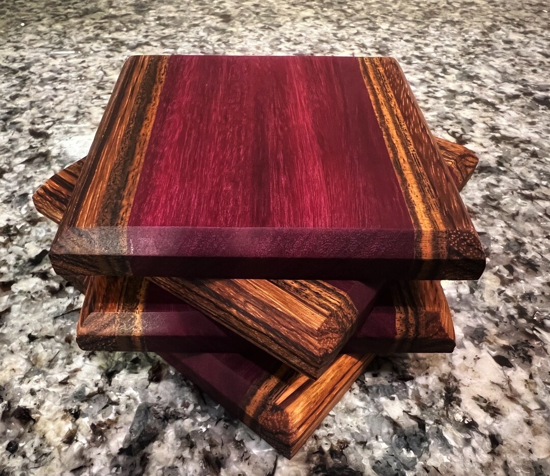 Segmented Wooden Coaster Set of Four - Etsy