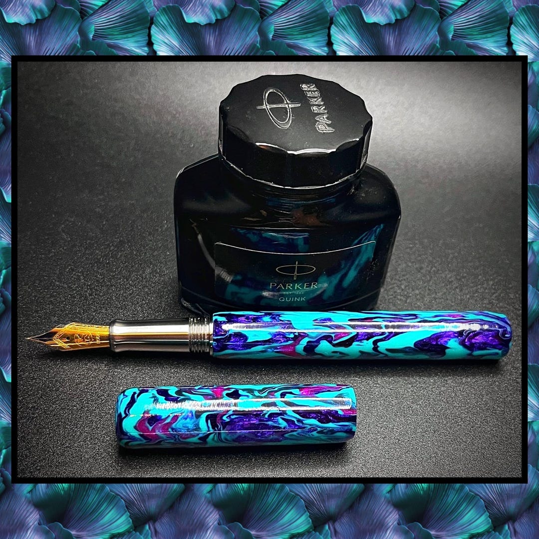 Bespoke Inspired Capped Fountain Pen Made From Turquoise & Purple ...