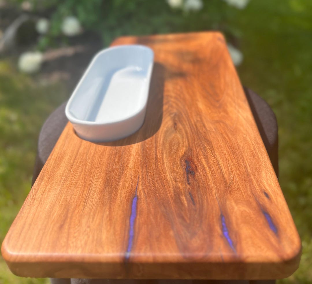 Reversible Wych Elm Charcuterie Board With Oval Inset Ramekin and ...