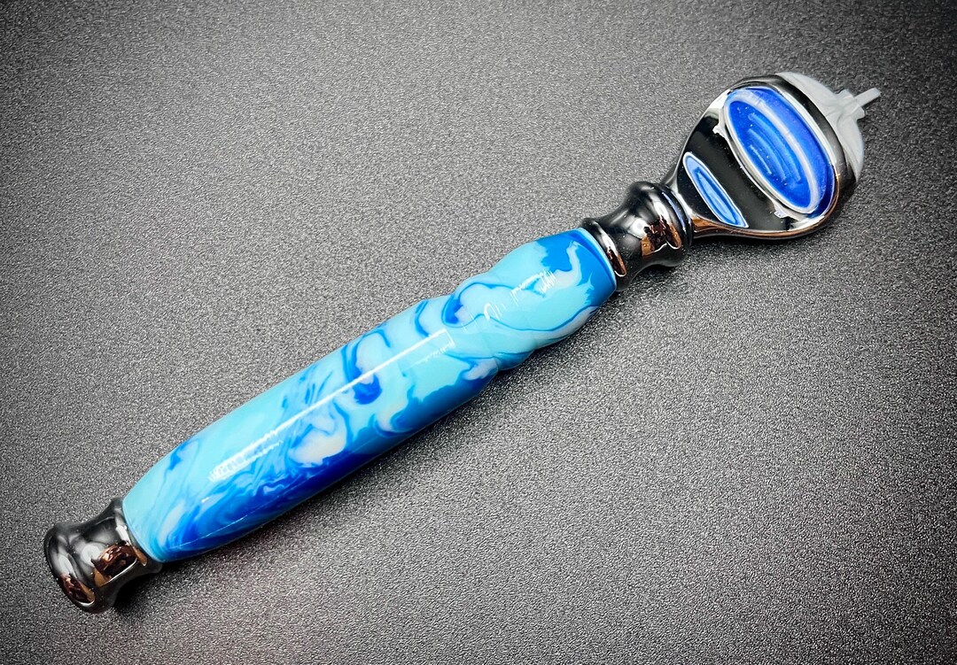Handmade Blue Swirls Resin Razor Handle for Fusion Razor Heads - Etsy