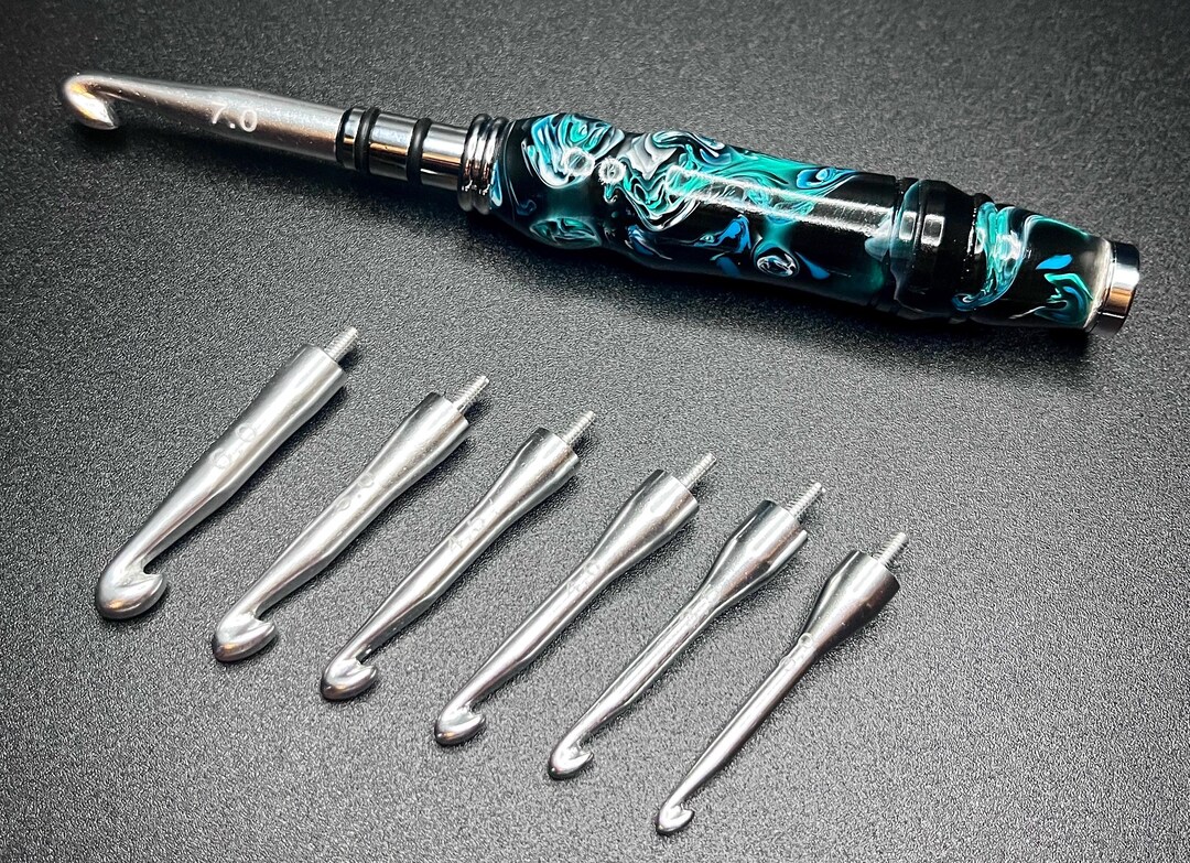 Unique Epoxy Resin Crochet Handle With Interchangeable Hooks - Etsy