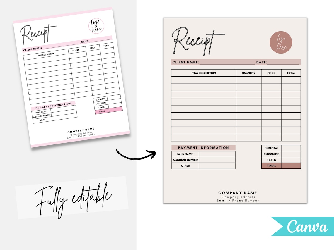 Receipt Template Small Business Receipt Custom Order Form - Etsy