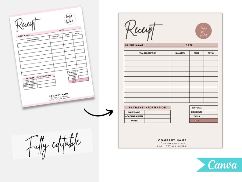 Receipt Template, Small Business Receipt, Custom Order Form, Order Form ...
